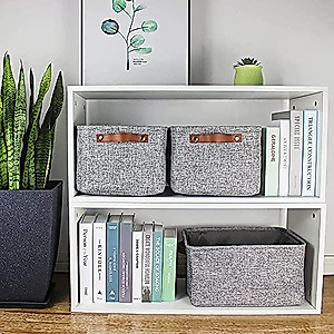 Fabric Storage Bin - [3-Pack] Premium Collapsible Baskets for Organizing, Decorative Storage Baskets with Handles for Home, Nursery, Shelves, Closet, Clothes (Grey, 15Lx11Wx8H inch)