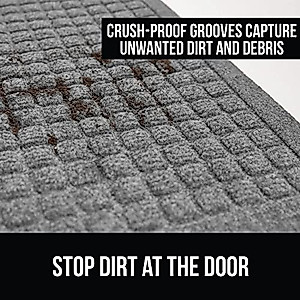 Gorilla Grip Ultra Absorbent Moisture Guard Doormat, Absorbs Up to 1.7 Cups of Water, Stain and Fade Resistant, Spiked Rubber Backing, All Weather Mats Capture Dirt, Indoor Outdoor, 29x17, Grey
