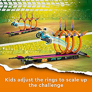LEGO City Stuntz Stunt Truck & Ring of Fire Challenge 60357 with Flywheel-Powered Motorcycle Toy and Minifigures, Fun Gift for Kids Ages 6 Plus, 2023 Set