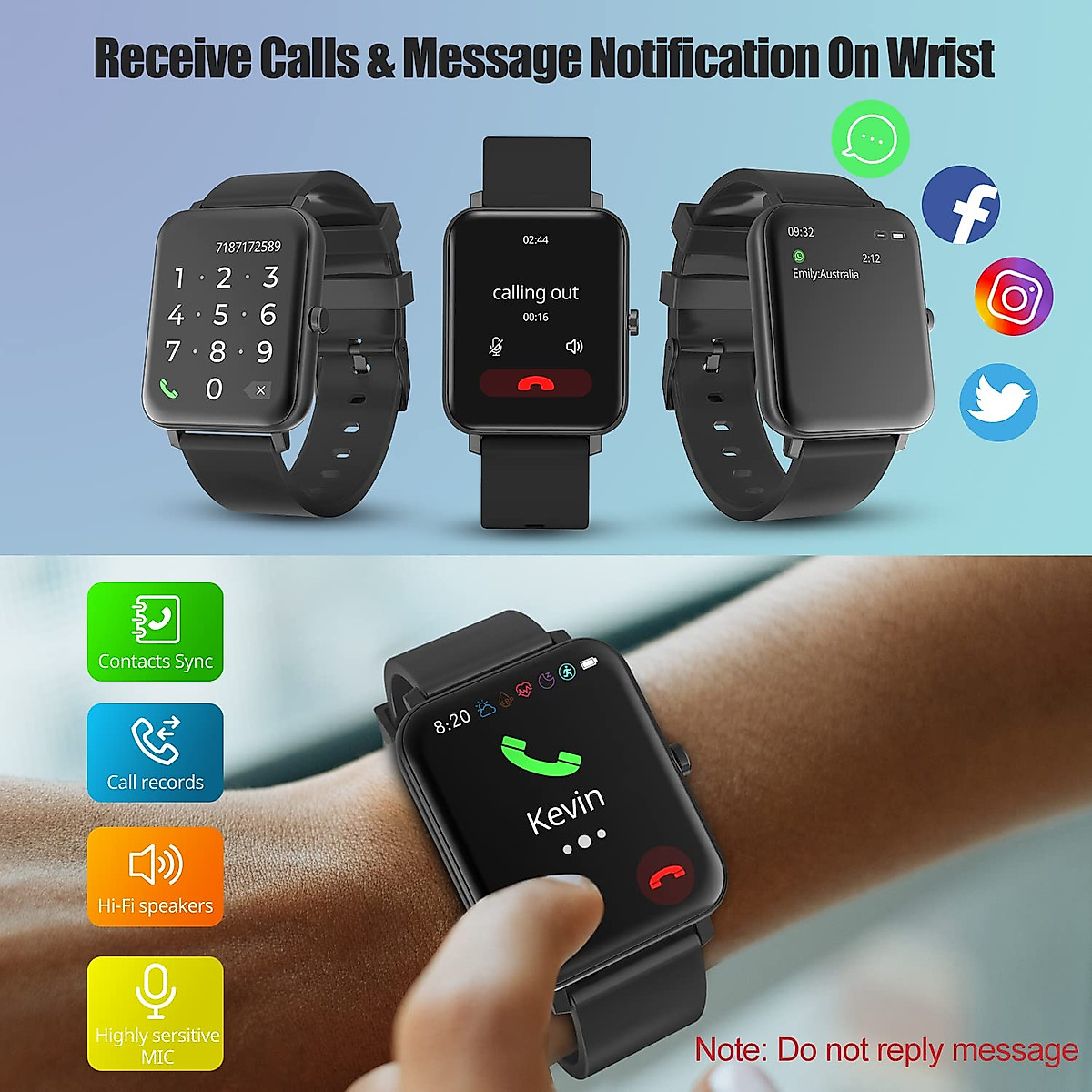 FACOI Smart Watch for iPhone Compatible - 2023 Smart Watch Answer Make Call for Android Phones for Women Men, Heart Rate Blood Oxygen SpO2 Sleep Fitness Watch Tracker Compatible Android iOS Phones