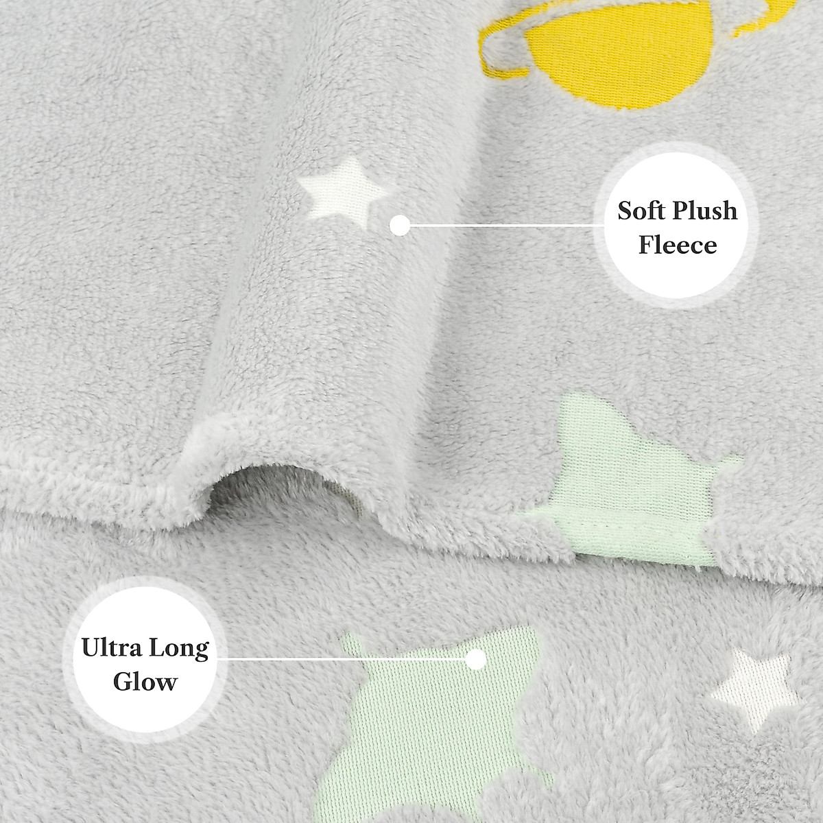 PAVILIA Glow in the Dark Blanket, Spaceship Space Gift for Girls Boys, Toy Blanket for 1 2 3 4 5 6 7 8 9 10 Year Old Boy, Soft Plush Fleece Kids Gift Blanket for Birthday, Christmas, Room Decor, 50x60