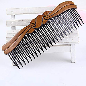 ShungFun Women Hair Side Comb Retro Wooden Hair Comb Pin Clips Hair Fork Pigtail Holders for Hair Styling Accessories
