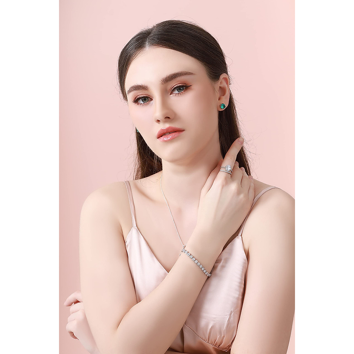 Sea of Ice Sterling Silver Round-Cut Simulated Gemstone Stud Earing for Women – Simulated Teal Faceted Gemstone cut 8 mm - Elegant Sterling Silver Earrings for Women – Nickel-Free