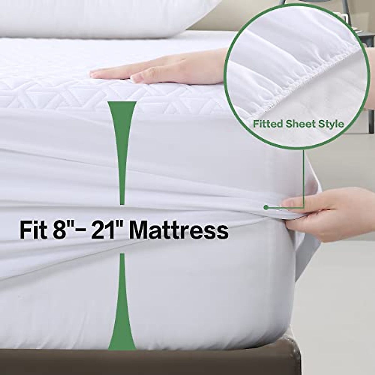 EMONIA Twin XL Size Mattress Protector 100% Waterproof Premium Breathable Cooling Ultra Soft Mattress Cover for College Dorm Room Noiseless Mattress Pad 8"-21" Deep Pocket