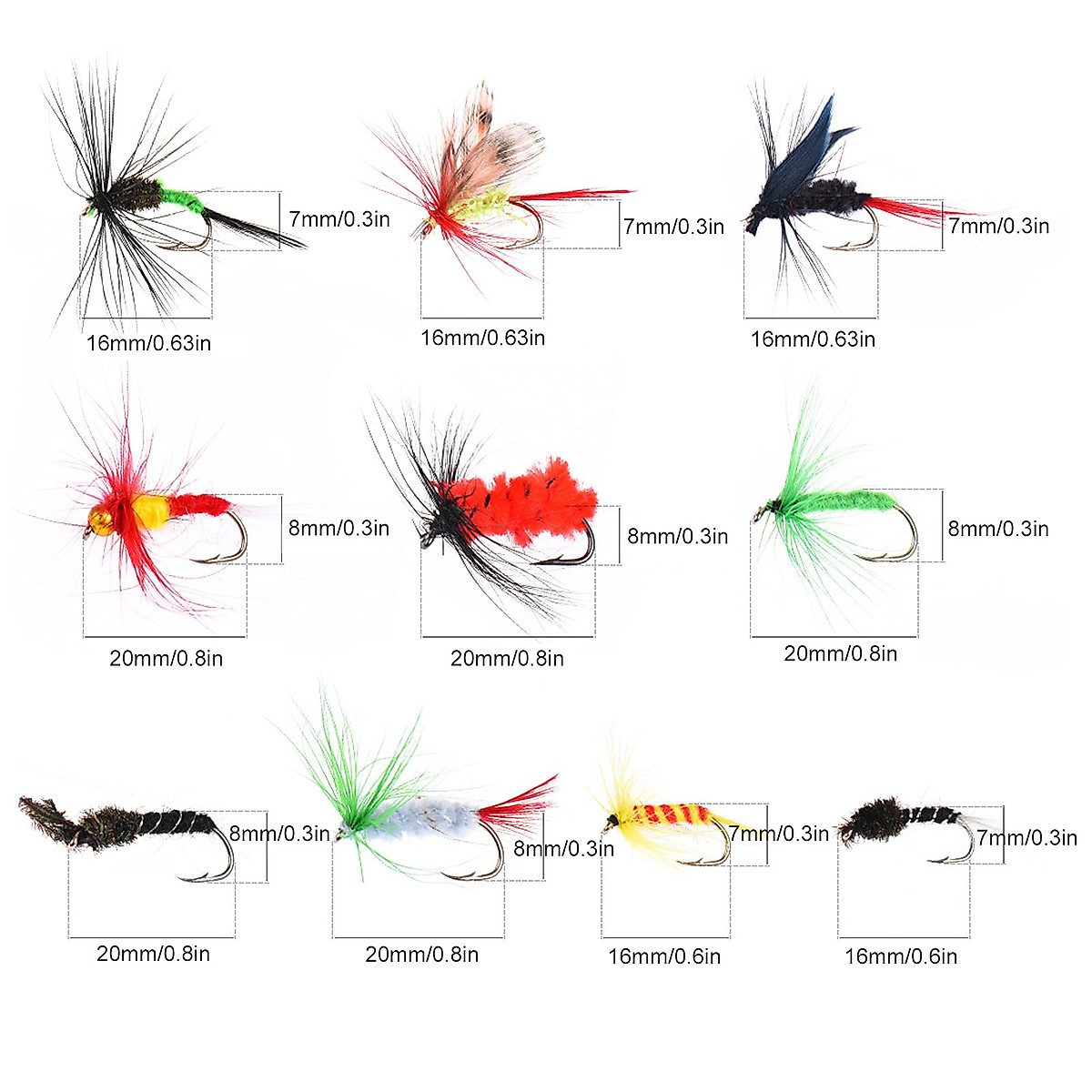 100 Pcs Fly Fishing Lure Simulation Insect Exquisite Water Outside Flying Bait Tool Lures Hook with Accessory