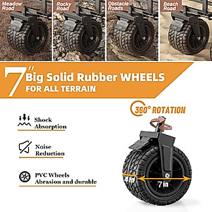 Collapsible Foldable Wagon with 440lbs Weight Capacity, Heavy Duty Folding Utility Garden Cart with Big All-Terrain Beach Wheels with Aluminum Table Plate