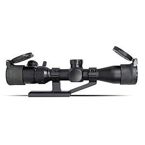 Monstrum 3-9x32 Rifle Scope with Rangefinder Reticle | ZR255 H-Series Offset Scope Mount | Monstrum Flip Up Lens Cover Set | Bundle