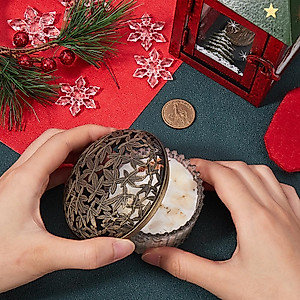 GORGECRAFT Topper Scented Candles Cover Maple Leaf Antique Cyan Candle Toppers Gifts Alloy Round Jar Candle Lid-Help Shade Sleeves Accessories for Women Help Jar Candles Melt Burn Evenly Space