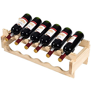 HAPPYGRILL Wood Wine Rack 36 Bottle Stackable Storage Stand Wine Display Shelves