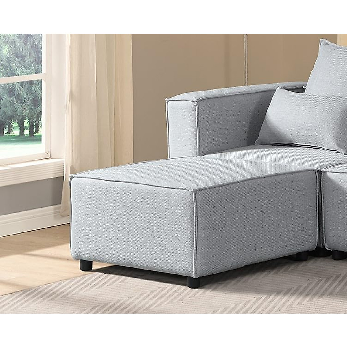 BIOEVER Modular Sectional Sofa,Convertible L Shaped 3 Seater Sofa with Removable Ottoman,Oversized Sectional Couches for Living Room,Modular Sectionals with Chaise,Corner Couch(Gray)