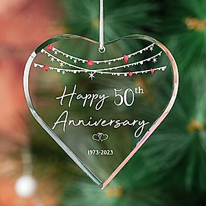 ZUNON 50th Ornament Wedding 50 Years Parents Couple Gift Hanging 2023 Christmas Mr Mrs Married Husband Wife Xmas Decorations Grandparents (50th