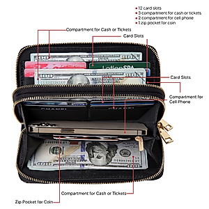 Nabegum Cow Print Wallet for Women Money Organizers Western Purse Cow Stuff Gifts Double Zipper Ladies Large Capacity Card Cases (Cow pattern)