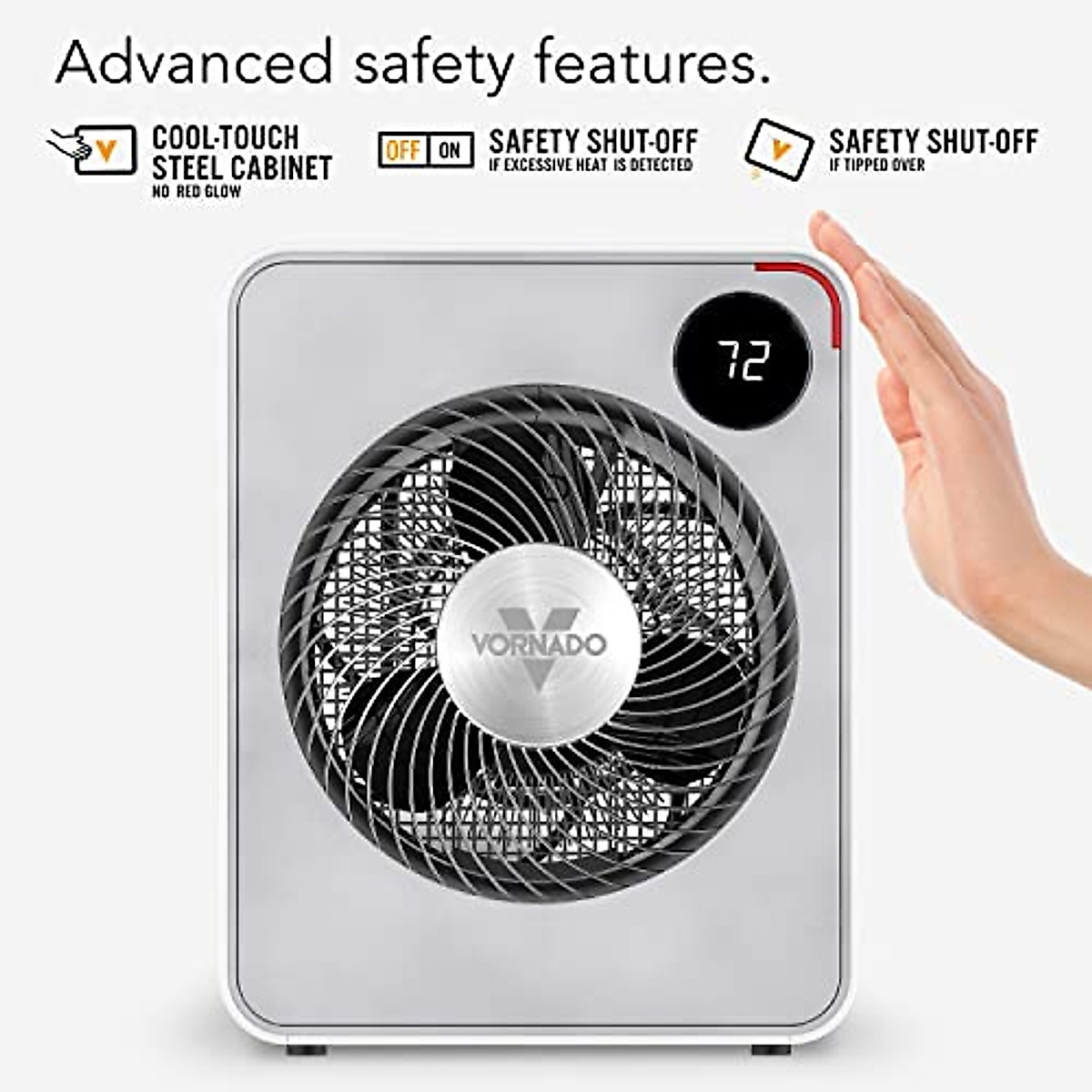 Vornado VMH500 Whole Room Metal Heater with Auto Climate, 2 Heat Settings, Adjustable Thermostat, 1-12 Hour Timer, and Remote, Ice White