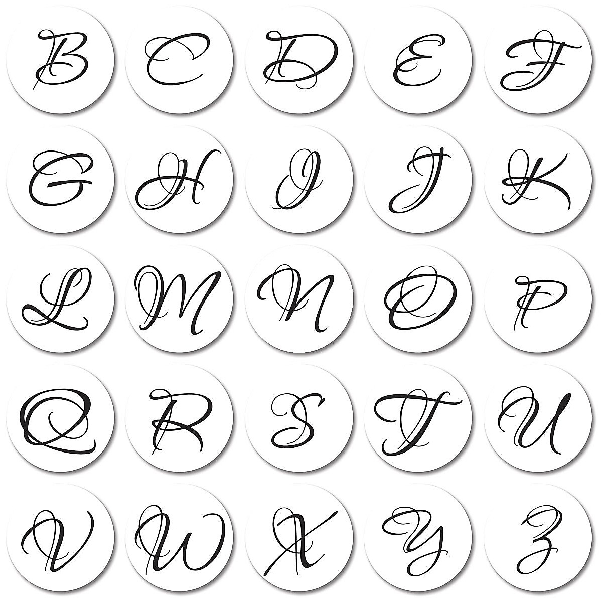 Current Personalized Brush Initial Envelope Seals- Set of 144, 1-1/2 Inch Round Stationery Stickers, Self-Stick, Choose Red, Green, Black or Purple Monogram