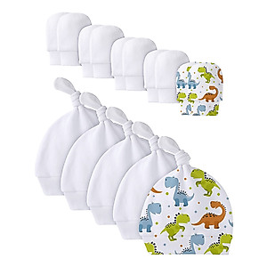 Newborn Baby Hats Mittens Set Blank Sublimation Infant Baby Hats White Newborn Beanie Soft Mittens for 0-12 Months (15)