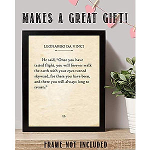 DaVinci - Once You Have Tasted Flight - 11x14 Unframed Typography Book Page Print - Great Decor and Gift for Pilots Under $15