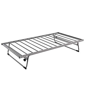 Aoowow Twin Size Metal Daybed with Trundle, Heavy Duty Steel Daybed with Pop Up Trundle Bed,Extendable Daybed Twin to King Size (Silver)