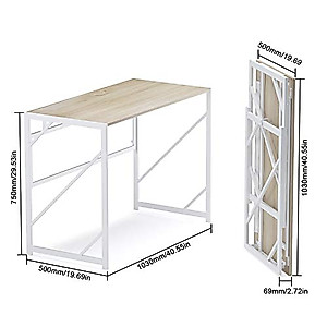 Elephance 40" Folding Computer Desk No Assembly Needed Foldable Small Home Office Desk Study Writing Desk Gaming Table for Small Space (Beige)