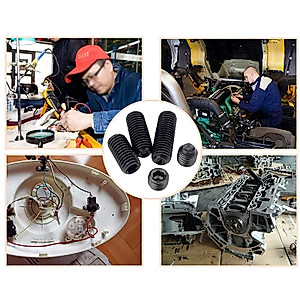 M3-0.5 x 4mm Black Hex Socket Set Grub Screws,Headless Cup Point,Flat Point Grub Bolt,Internal Hex Drive,Alloy Steel,12.9 Class Carbon Steel，External Thread 100 Pcs