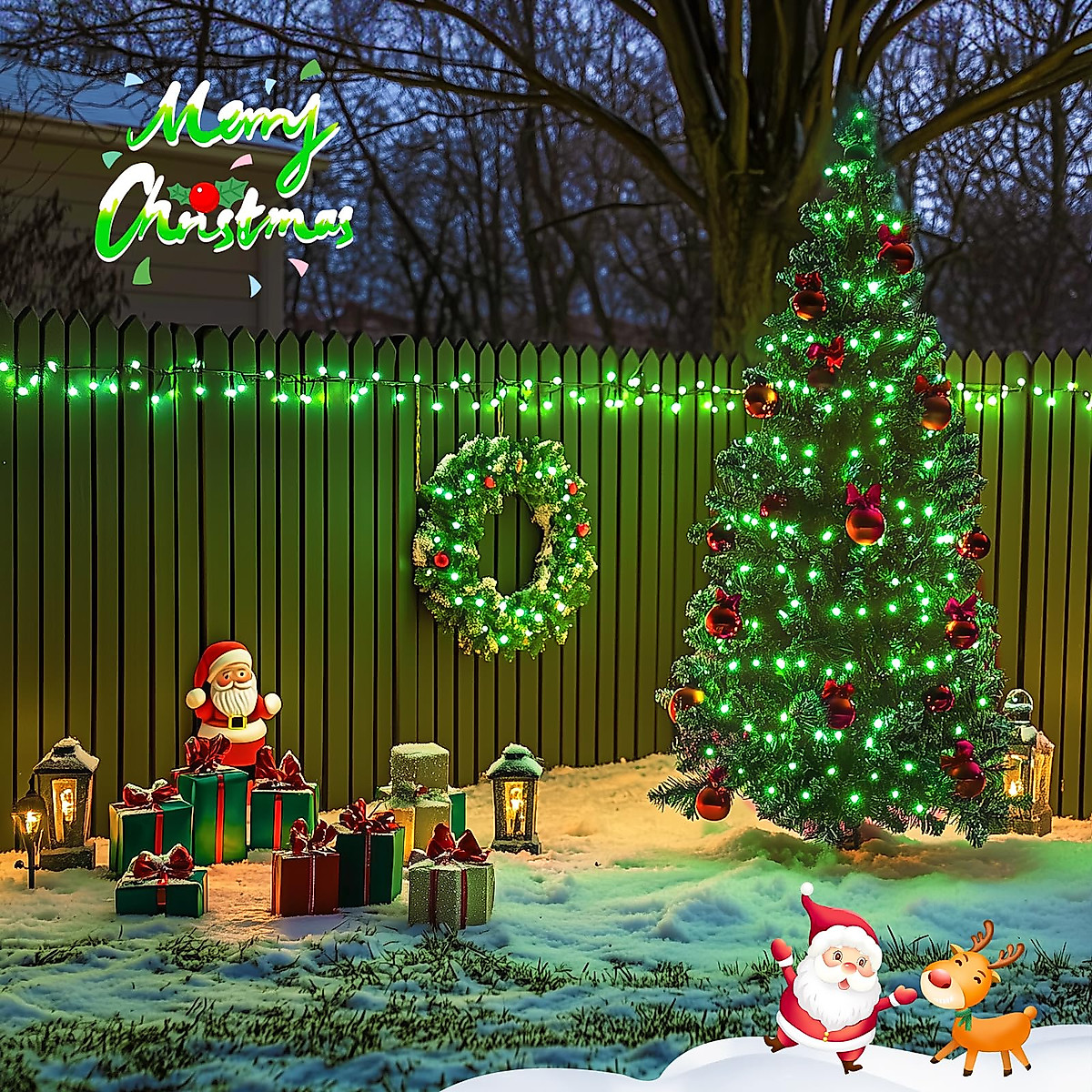 JMEXSUSS 500 LED Green St Patricks Day Lights, 8 Modes Christmas Lights Outdoor Plug in, 173ft Green String Lights for Christmas Party Xmas St Patricks Day Decorations