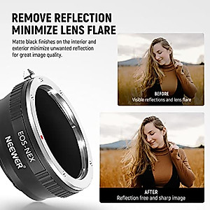 NEEWER Mount Lens Adapter Manual Focus Ring Compatible with Canon EF/EF-S Lens to Sony E Mount Camera A1 A9 A7 A7C A7R A7S A6600 A6400 NEX-7 NEX-6 ZV-E10 FX30, Not Compatible with Canon STM Lenses