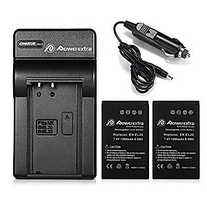 ENEL20, EN-EL20a Battery & Charger, Powerextra ENEL20 EN-EL20a for Nikon Coolpix P950, P1000, DL24-500, Nikon Coolpix A, 1 AW1, 1 J1, 1 J2, 1 J3, 1 S1, 1 V3 Digital Camera