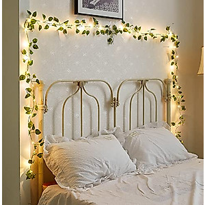 XLXX LED String Light Wedding Party Home Garden Bedroom Outdoor Indoor Wall Decorations（Battery Models） (Two-Color Maple Leaf Green Vine Copper Wire lamp, 6.5 Feet)