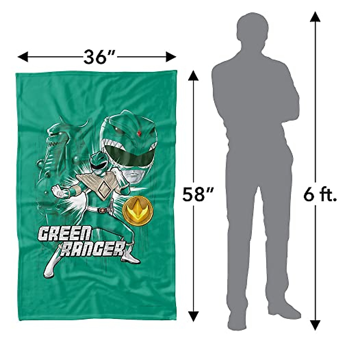 LOGOVISION Power Rangers Green Ranger Fleece Blanket 36" x 58"