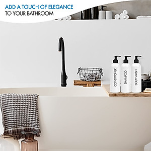 Empty White Plastic Shampoo & Conditioner Bottles (Pack of 6, 17 Fl. Oz) - 3 Screen Printed Bottles and 3 Bottles with 6 Transparent Stckers