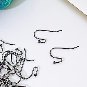 100 Pairs Gun Black Color Earwires Ball Dot French Earring Hooks/Dangle Earring Findings Jewelry Making DIY (EH-1006-G1)