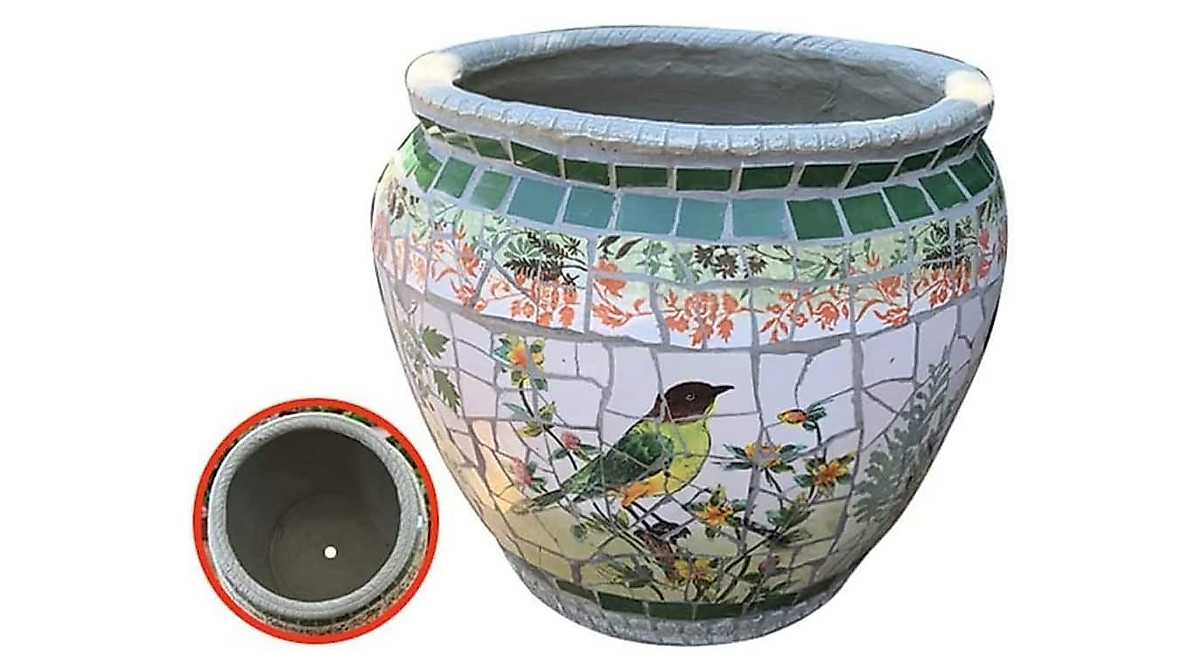 UimimiU Large Outdoor Flower Pot - Handmade Ceramic Mosaic Vase