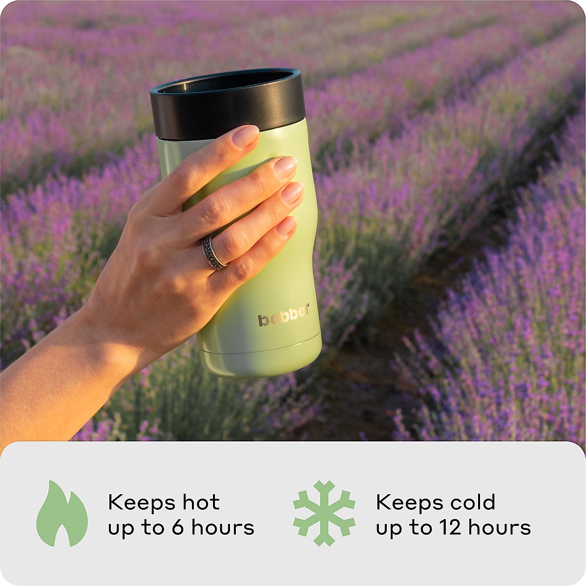 BOBBER Pack of 12 oz Insulated Stainless Steel Travel Mug & 20 oz Sport Tritan Bottle 100% Leakproof & Dishwasher safe (Mint Cooler)