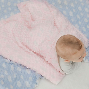 Plush Embossed Raised Dot Baby Blanket for Boys and Girls, Soft Velbo Mink Dotted Double Layer Receiving Blanket Bamboo Fabric Backing for Newborn Premium Quality Blanket, Pink 50" x 60