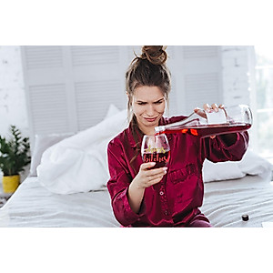 Cheers Bitches Funny 15oz Stemless Crystal Wine Glass - Fun Wine Glasses with Sayings Gifts for Women