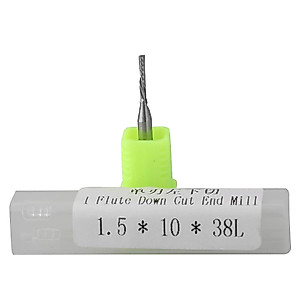 LIBOQIAO 1/8-Inch Shank Diameter 1.5mmx10mm 1 Flute Single Flute Downcut Spiral End Mill CNC Router Bit for Acrylic, PVC, MDF,Aluminium