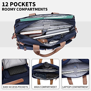 PETITE SIMONE 3 in 1 Laptop Bag 17.3 Inch Men's Work Bag Business Handbags Briefcase Backpack,Computer Bag,Messenger Bag For Men Women, Navy Blue