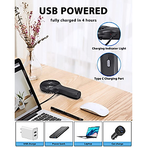 TriPole Mini Handheld Fan 5000mAh Battery Operated Small Fan 2 Speeds Powerful Personal Portable Fan Cute Design USB Rechargeable Electric Fan for Eyelash Makeup Kids Women Men Outdoor Travel, Black