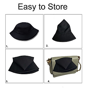 PFFY Bucket Hat for Women Men Cotton Summer Sun Beach Fishing Cap Black