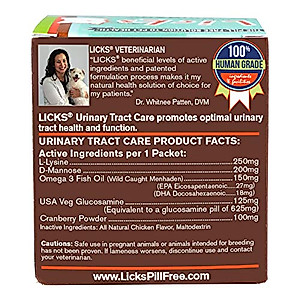 Licks Pill-Free Cat Urinary Tract Care - Cat UTI Care and Prevention Gel Packets - Urinary Tract Infection Supplement for Cats - Omega 3 Fish Oil and L-Lysine Supplement - Gel Packets - 10 Use