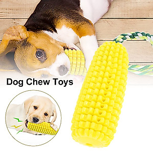Dog Chew Toys for Aggressive Chewers Dog Corn Toothbrush Stick Teeth Cleaning Squeaky Toy with Chewing Rope for Medium Dogs Tough Dog Dental Teeth Cleaning Chew Toy (Yellow)