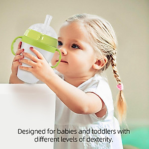 (2-Pack) Sippy Cup Conversion Replacement for Comotomo Baby Bottles | Straw Transition Cup Kit | Silicone Straw Top Bottle Nipple & Weighted Straw | Fits 5 Ounce & 8 Ounce Baby Bottles | for 9+ Months