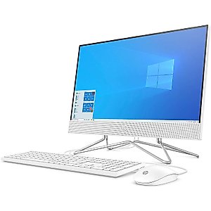HP 24-inch All-in-One Desktop Computer, AMD Athlon Silver 3050U Processor, 8 GB RAM, 256GB SSD, DVD-Writer, Windows 10 Home(White)