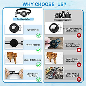 vyaji 4PCS Airtag Cat Collar - Cat Airtag Collar with Silicone Airtag Holder and Bell - Adjustable Double Layer Nylon Breakaway Cat Collars - 0.2in Reflective Strip
