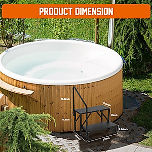 Fruyyzl 2 Step RV Steps, Update 3.0 Hot Tub Steps with Anti-Slip Pedals and Handrail, Swimming Pool Ladder Above Ground, Portable Step Stool Ladder (2STEP 1PCS) (B2-RVEL)