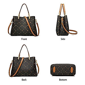 PVC Faux Leather Handbags for Women, Artificial Leather Ladies Top-handle Bags Women's Designer Satchel Handbags with Adjustable Shoulder Strap Womens Brand Signature Tote Purses and Handbags (Brown)