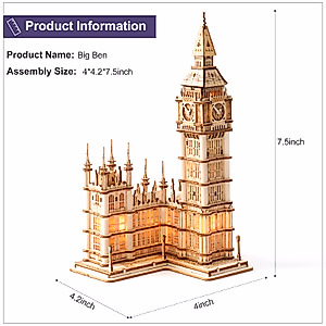 Rowood 3D Puzzles for Adults Wooden Model Kit Adult Craft Kit Gifts for Teens Age 14+ Big Ben