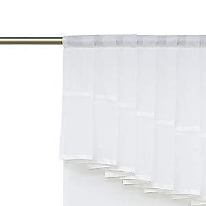 Yujiao Mao Window Valance Rod Pock Sheer Voile Swag Curtains Pleated Kitchen Curtain Double Layer,1pc (White,23 x 55 inch)