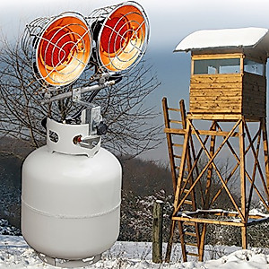 Avenger FBDTP30 Infra-Red Tank Top Outdoor Heater for Use with Propane Gas Tanks for Camping, Patios, and More, Double Burner, 30,000 BTU, Silver