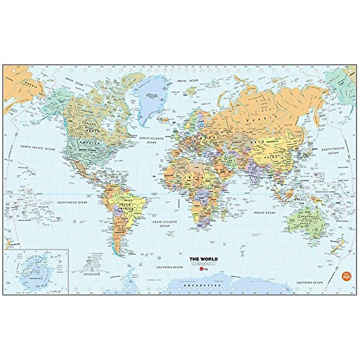 WallPops WPE99074 World Dry Erase Map, Multicolor