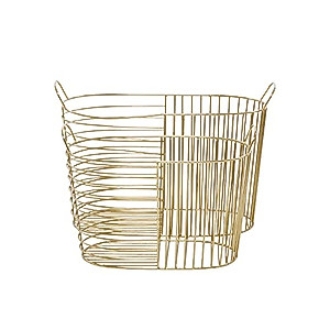 CosmoLiving by Cosmopolitan Metal Round Storage Basket with Handles, Set of 2 20", 17"W, Gold
